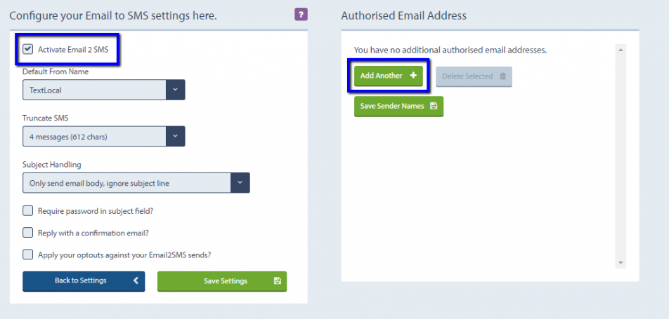 Send SMS messages from email with Textlocal