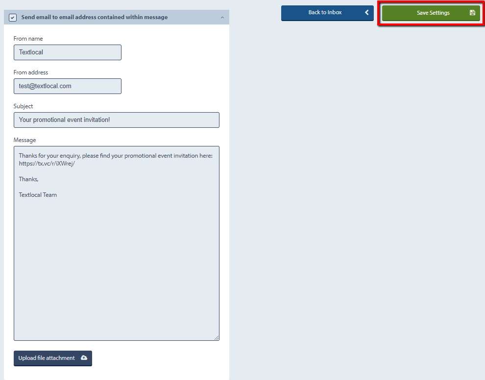 Configuring your SMS inbox settings - Textlocal